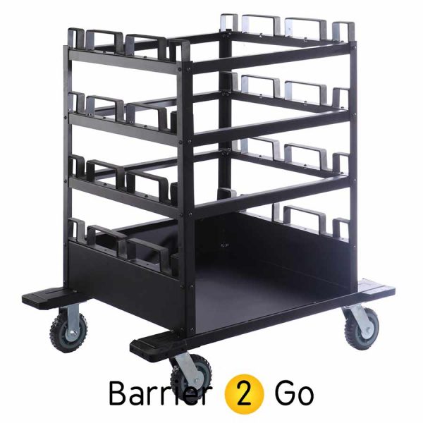 Horizontal 12 Post Belt Barrier Storage Cart | Barrier 2 Go