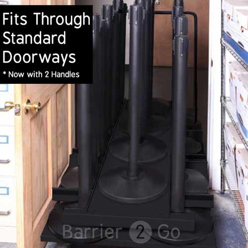 Vertical 18 Retractable Belt Barrier Storage Trolley | Barrier 2 Go