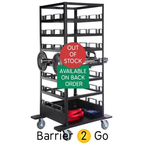 Horizontal 21 Retractable Belt Barrier Storage Cart | Barrier 2 Go
