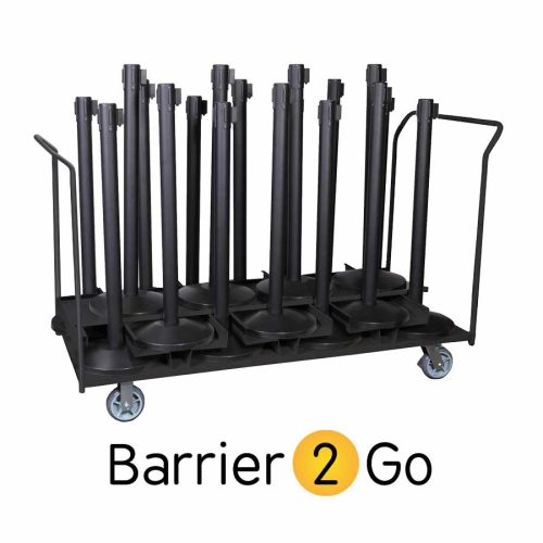 Vertical 18 Retractable Belt Barrier Storage Trolley | Barrier 2 Go